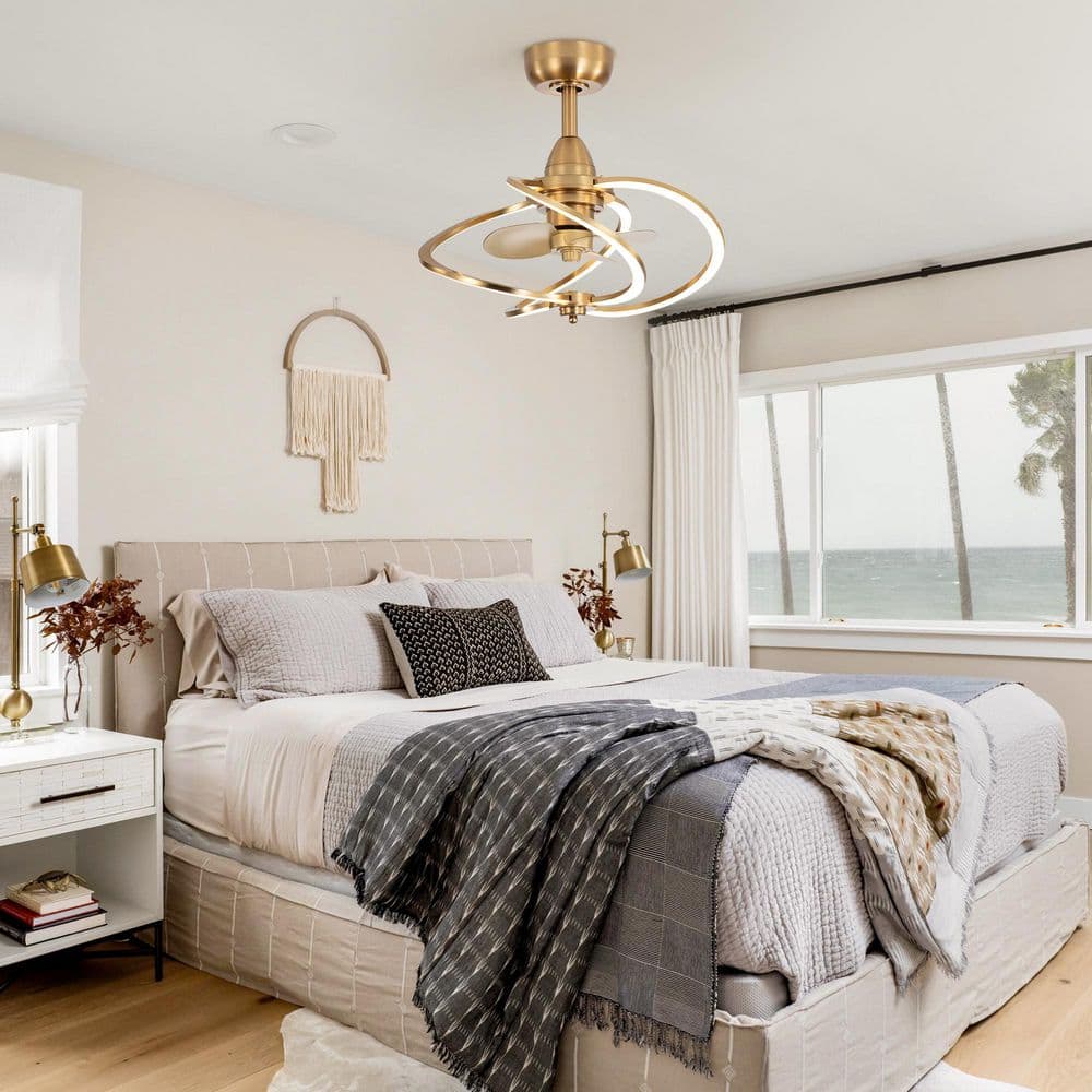 Breezary 20 in. Brass Gold Elegant 6-Speed Standard Ceiling Fan with ...