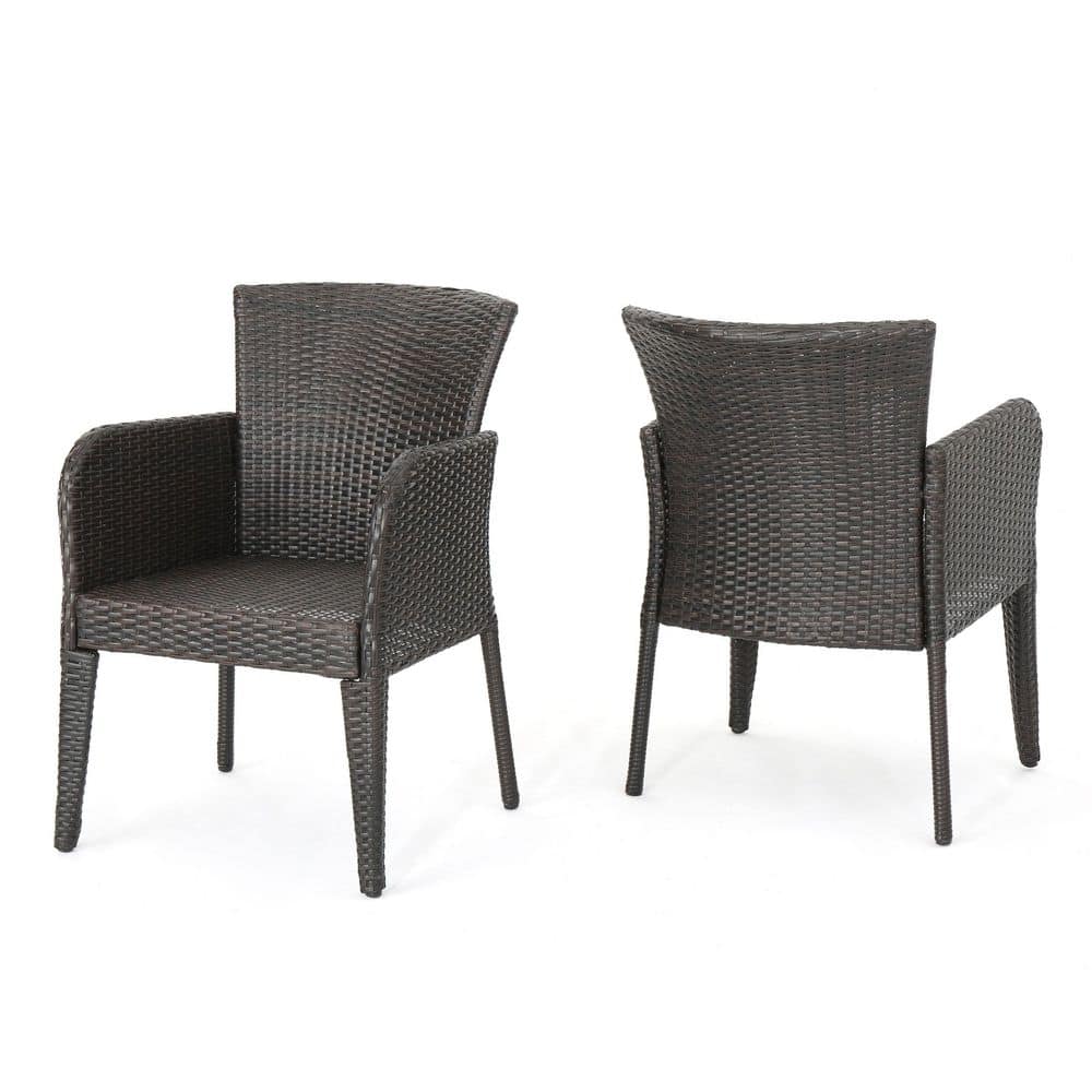 22.25 in. W x 25.60 in. D x 32.70 in. H Brown PE Wicker Outdoor Dining ...