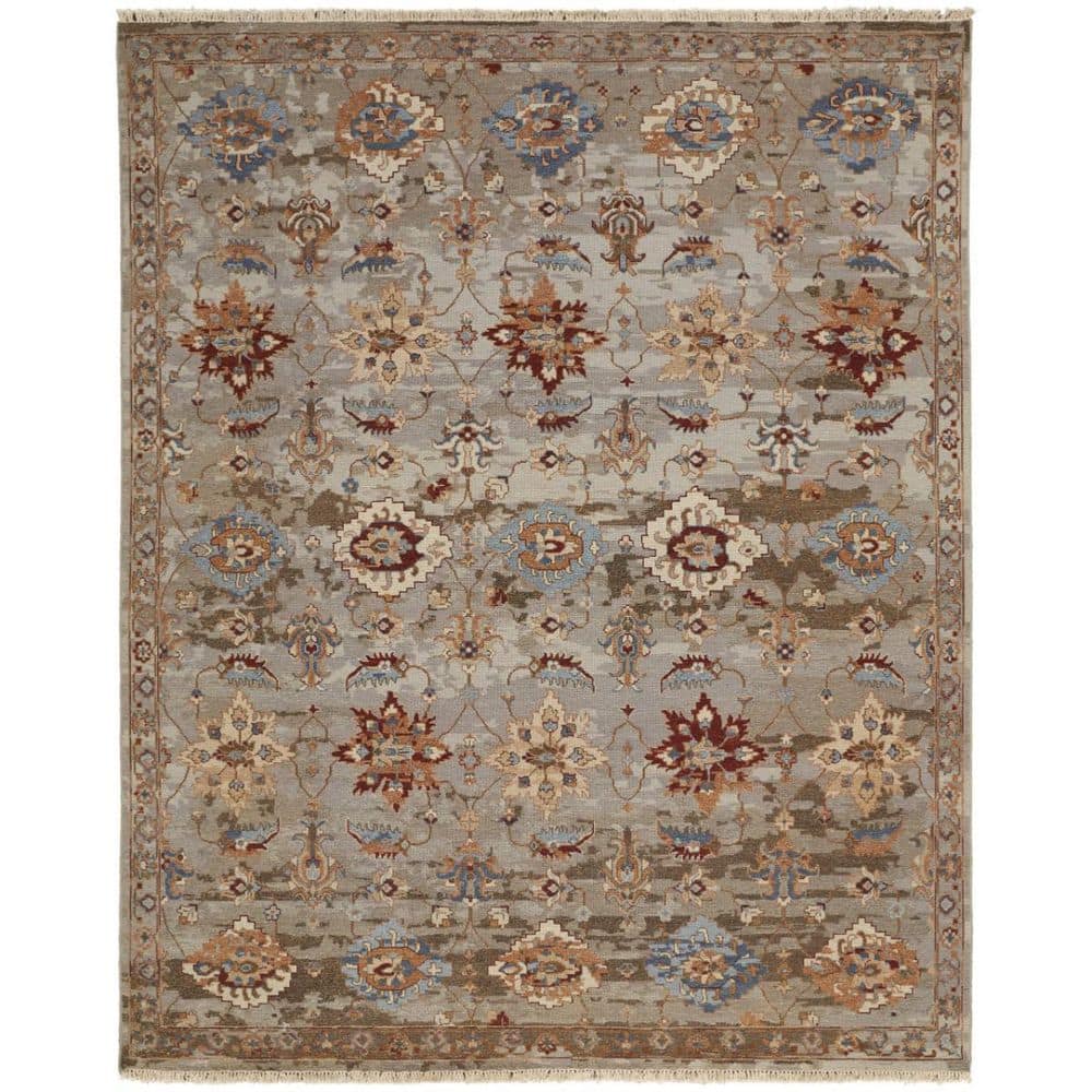 HomeRoots 6 ft. x 9 ft. Tan, Brown, Gray Floral Area Rug 2000567355 ...