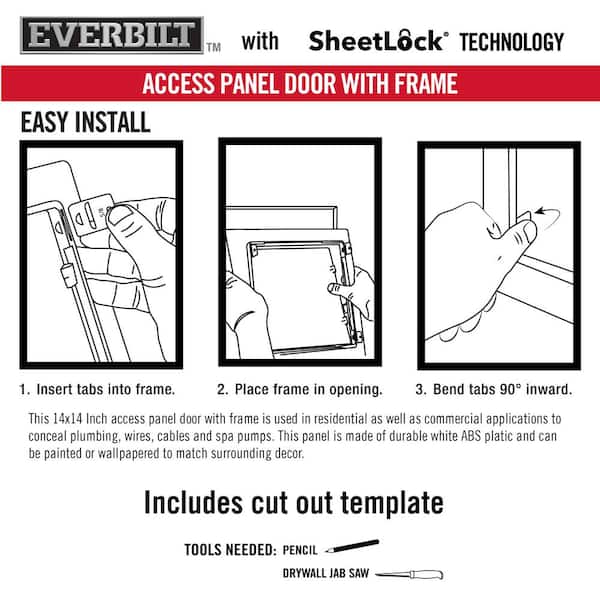 Everbilt 14 in. x 14 in. Easy Install Flush Mount Wall/Ceiling Plastic ...