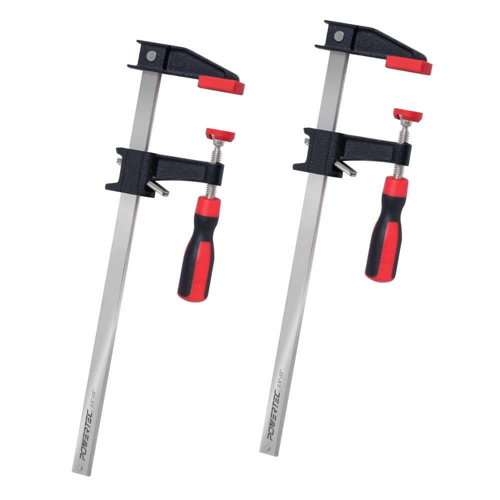 ‎POWERTEC 12 in. Steel Bar Clamp Set w/ 600 lbs. Loads Limit and 2-1/2 ...