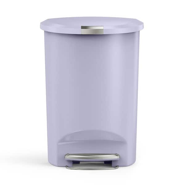 simplehuman 13 Gal. / 50 Liter Semi-Round Step Kitchen Trash Can, Lilac ...