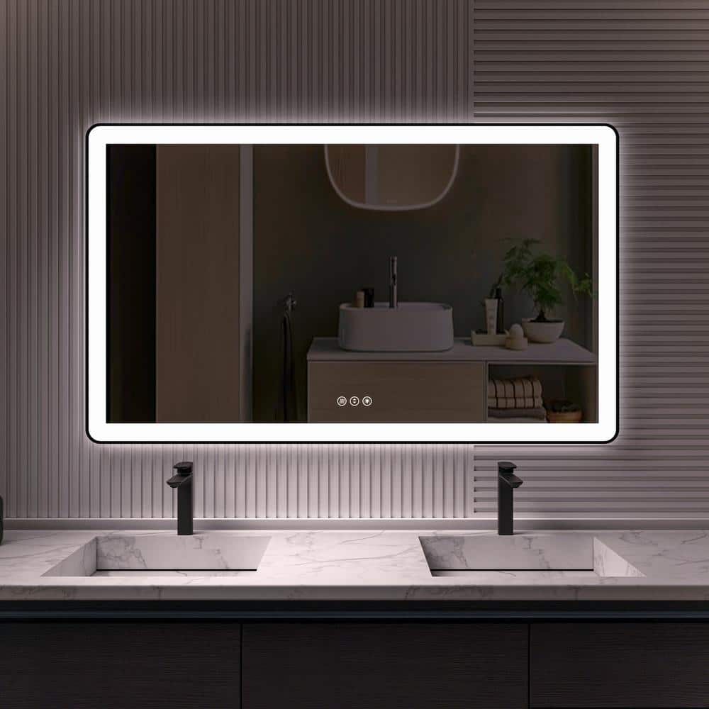 TOOLKISS 55 in. W x 36 in. H Rectangular Framed LED Anti-Fog Wall ...