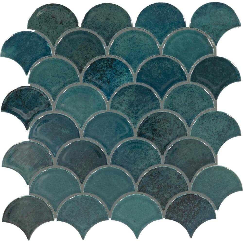 Daltile Miramo Horizon 13 in. x 13 in. Glazed Ceramic Fan Mosaic Tile ...