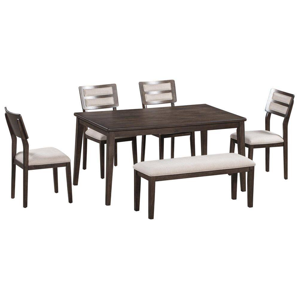 Harper & Bright Designs Classic 6-Piece Rectangle Espresso MDF Top ...