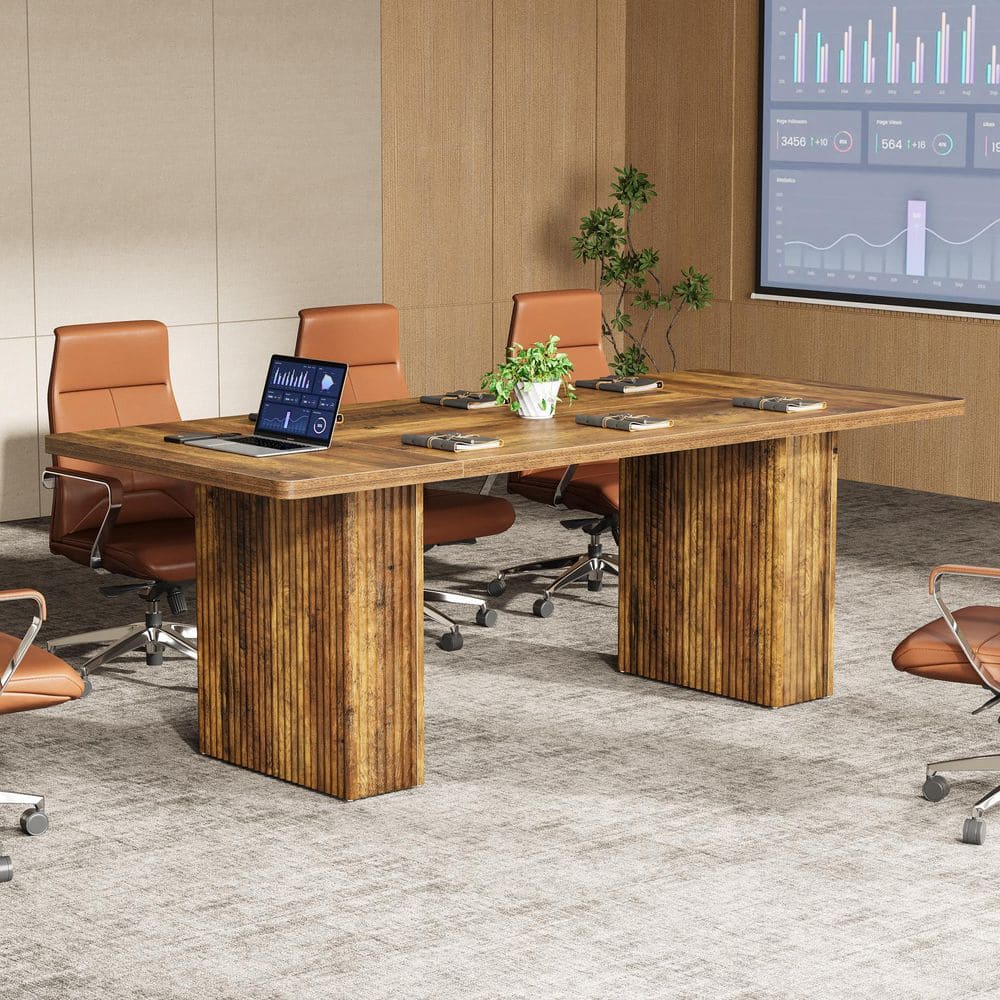 BYBLIGHT Moronia 70 in. Rectangular Brown Engineered Wood Conference ...