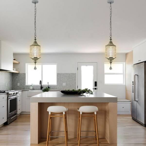 Oaks Aura Brillio 1-Light Chrome Elegant 6.7 in. Crystal Pendant Light ...