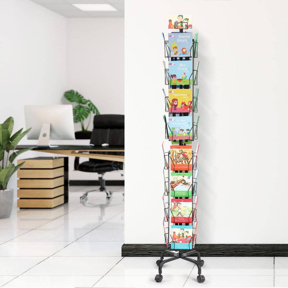 SKYSHALO Greeting Cards Display Rack, 32 Pockets Rotating Black 17.72 ...
