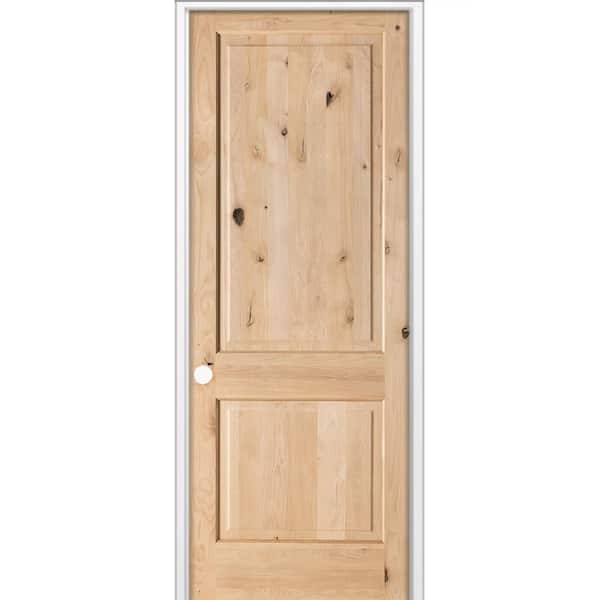 Krosswood Doors 36 in. x 96 in. Rustic Knotty Alder 2 Panel Square Top ...