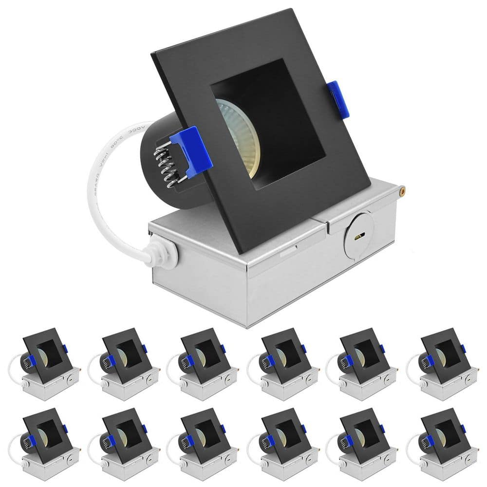 LUXRITE 3 in. Square Integrated LED Recessed Light J-Box 8W 5CCT 530LM ...