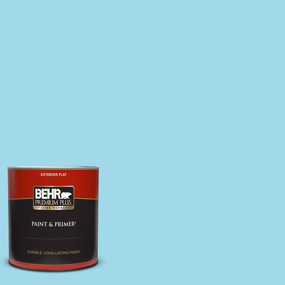 BEHR PREMIUM PLUS 1 qt. #520A-3 Nevada Sky Flat Exterior Paint & Primer ...