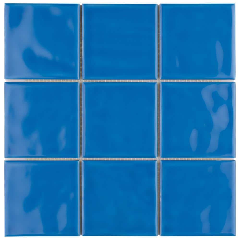 Merola Tile Twist Square Blue Sky 11-3/4 in. x 11-3/4 in. Ceramic ...