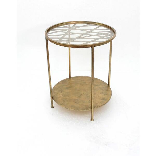 HomeRoots Mariana 24 in. Gold Metal End Table 274422