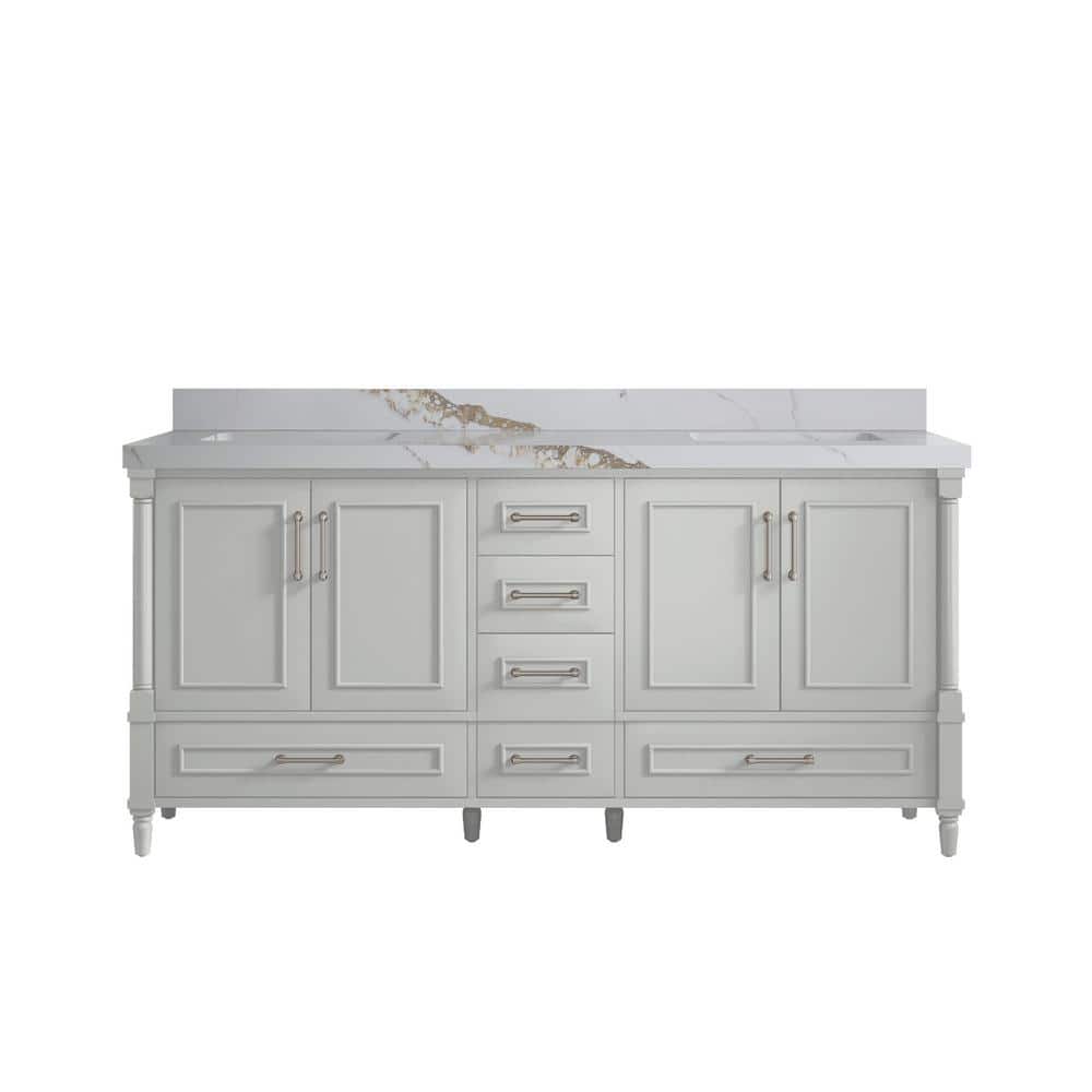 Willow Collections Hudson 72 in. Double Sink Freestanding Coventry Gray ...