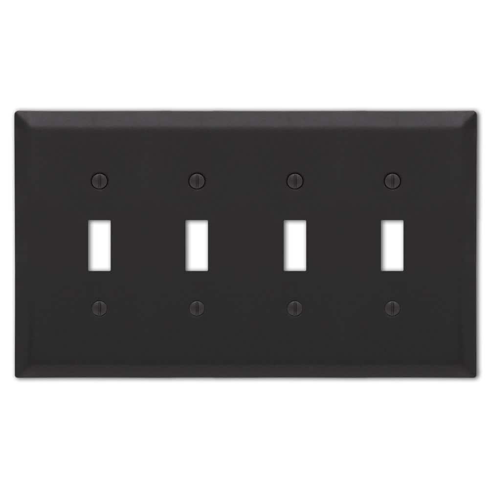 AMERELLE Metallic 4 Gang Toggle Steel Wall Plate - Matte Black 163T4MB ...