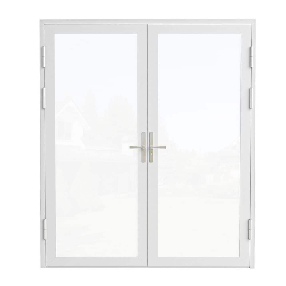 ARK DESIGN 72 in. x 80 in. Double Slide White Aluminum Double Tempered ...