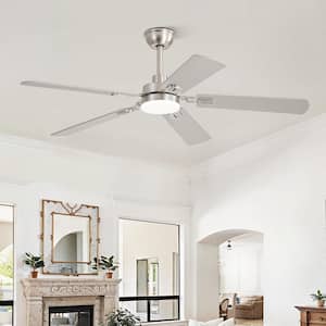52 in. Indoor Bronze Flush Mount Ceiling Fan with Integrated LED Light ...
