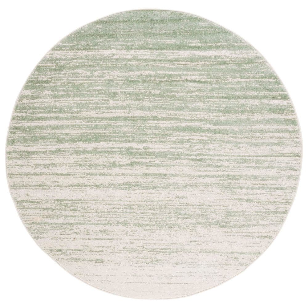 SAFAVIEH Adirondack Sage/Ivory Solid Color 6 ft. x 6 ft. Striped Round ...