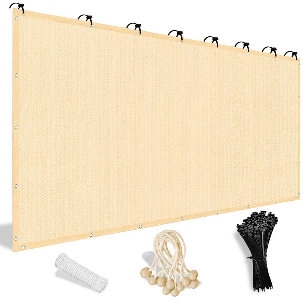 Augbeer 8 ft. x 12 ft. 90% Sun Shade Cloth Privacy Mesh Screening with ...