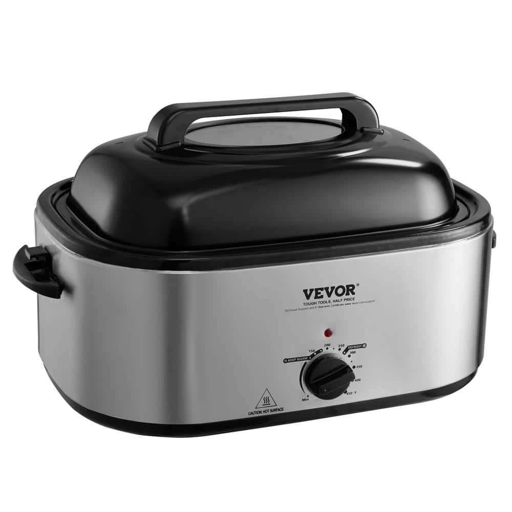 VEVOR Electric Roaster Oven 26 qt. Turkey Roaster Oven in Silver Slow ...