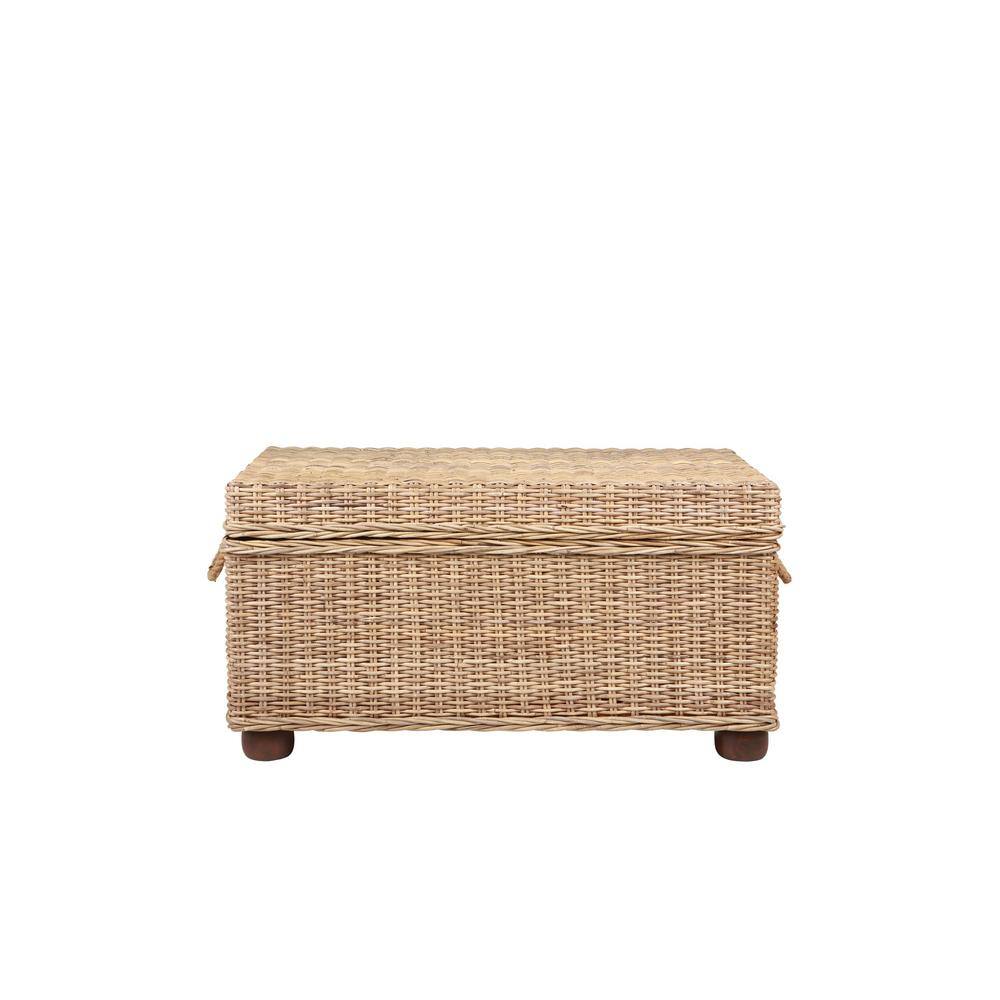 Crawford & Burke Bauer Kubu Natural Tan Rattan Storage Trunk 21 in ...