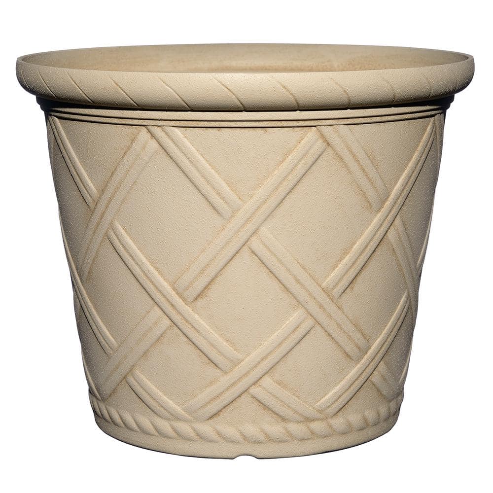 CHG CLASSIC HOME & GARDEN Bingham 12 in. Alabaster Wash Resin Planter ...