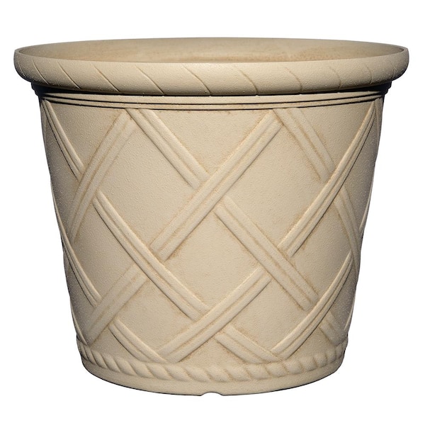 CHG CLASSIC HOME & GARDEN Bingham 12 in. Alabaster Wash Resin Planter ...
