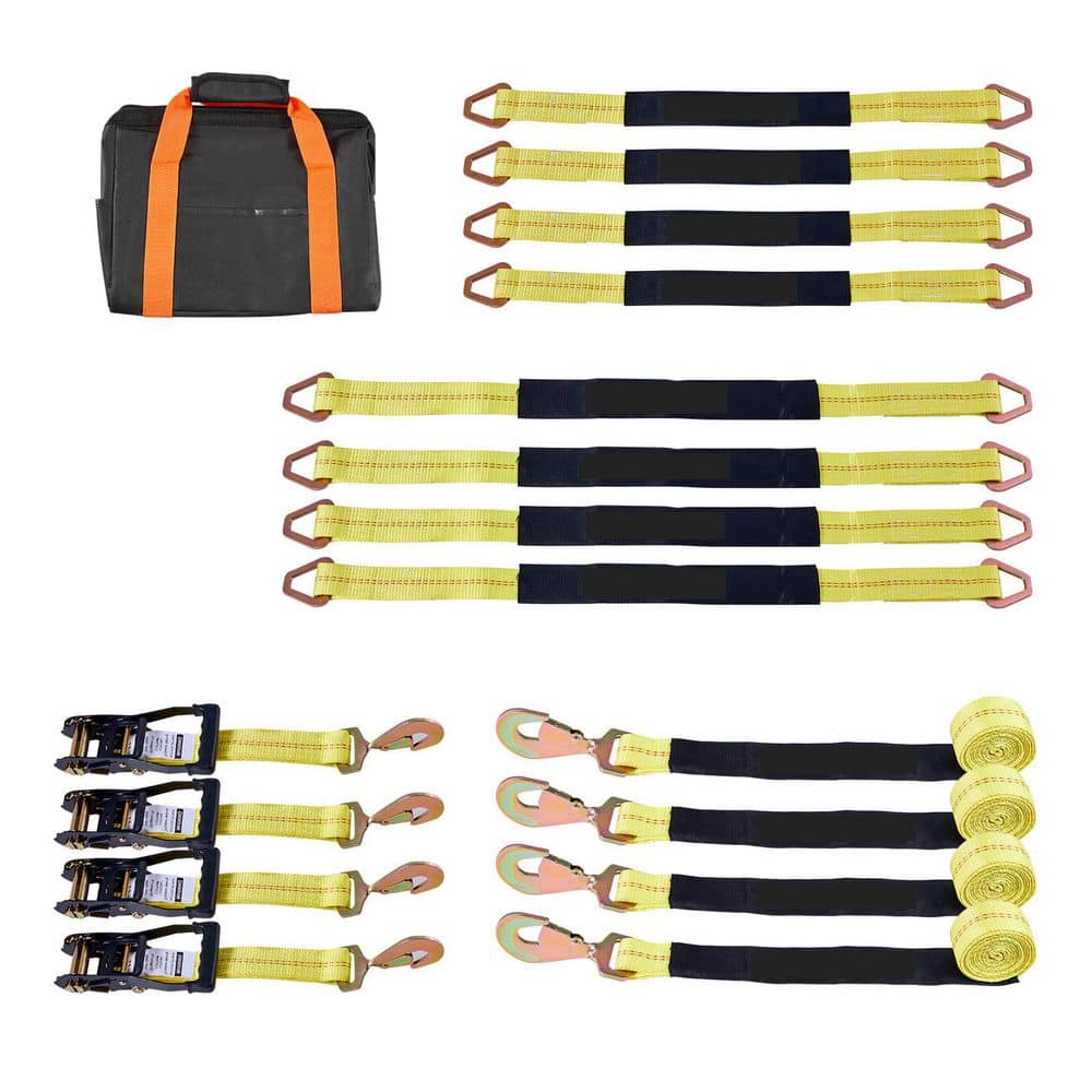 SKYSHALO Wheel Chock Tie-Down Kit, Axle Type Trailer Tie Down Strap ...