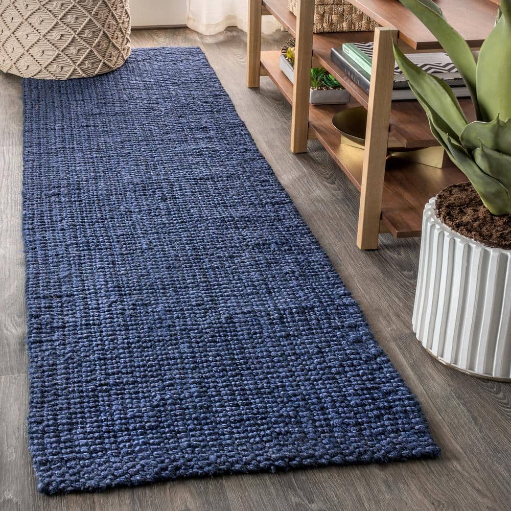 JONATHAN Y Navy 2 ft. x 20 ft. Pata Hand Woven Chunky Jute Runner Rug NRF102D 220 The Home Depot
