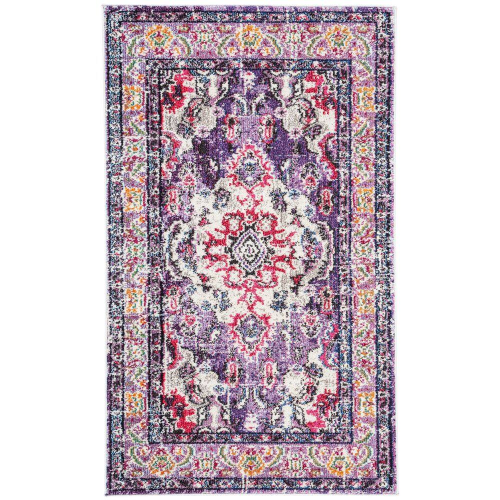 SAFAVIEH Monaco Violet/Fuchsia 4 ft. x 6 ft. Distressed Border ...