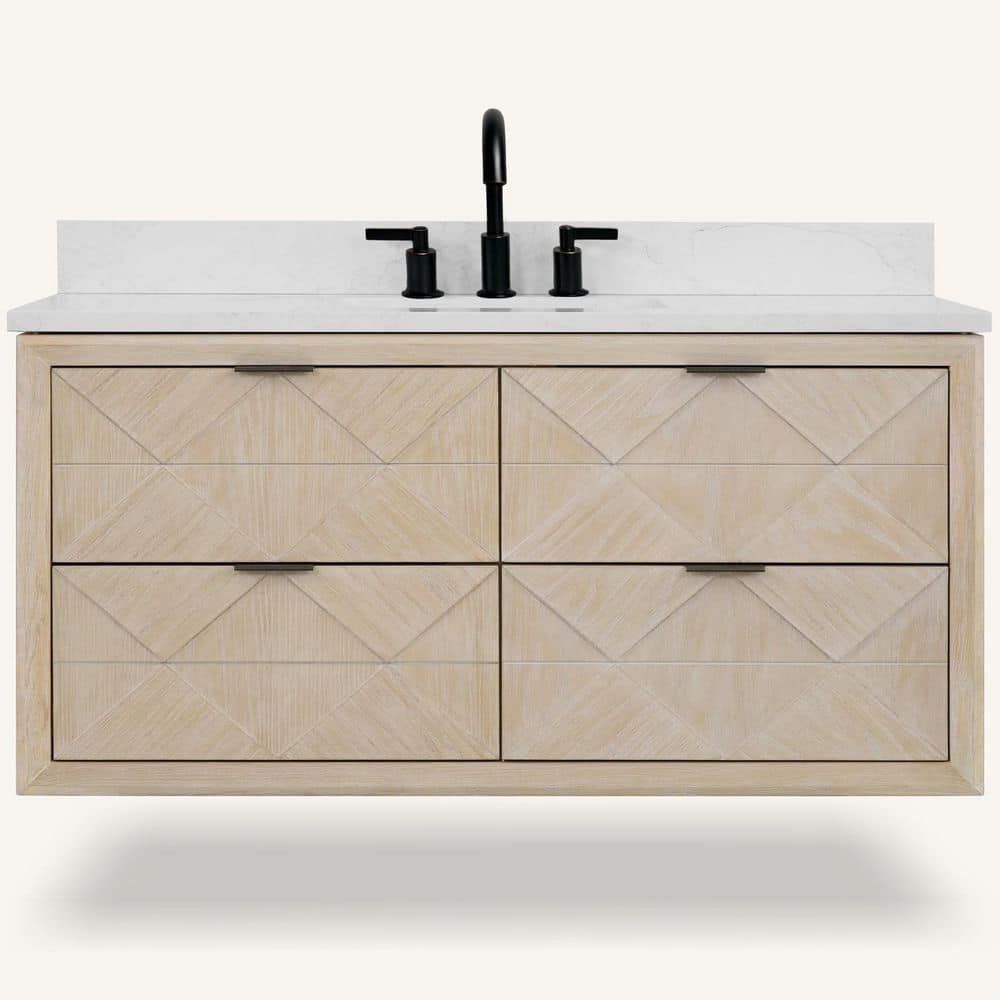 Legion Furniture Solid Wood Contemporary 48 in. Wall Mount Whitewashed ...