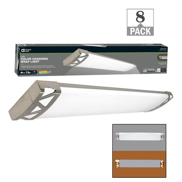 Commercial Electric 4 ft. Brushed Nickel Triangle End Caps 5250 Lumens ...