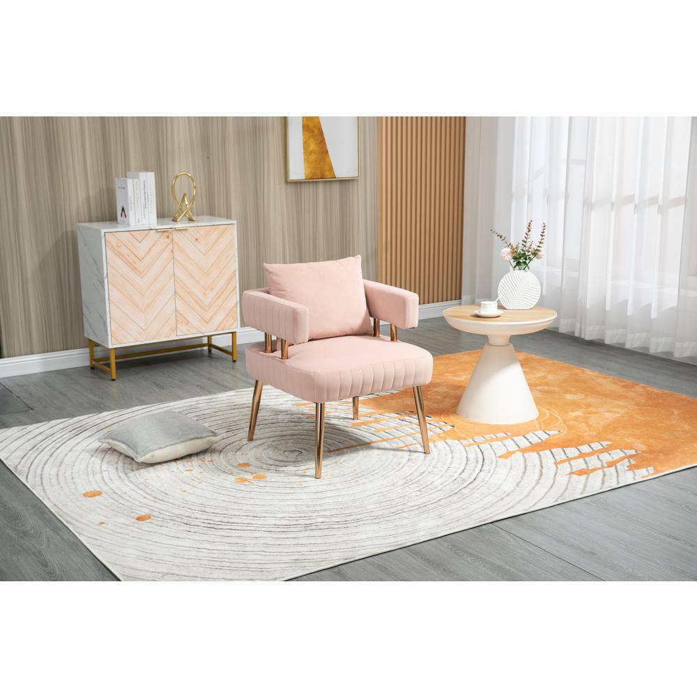 Pink Velvet Modern Accent Chair Upholstered Arm Chair Side Chair with ...