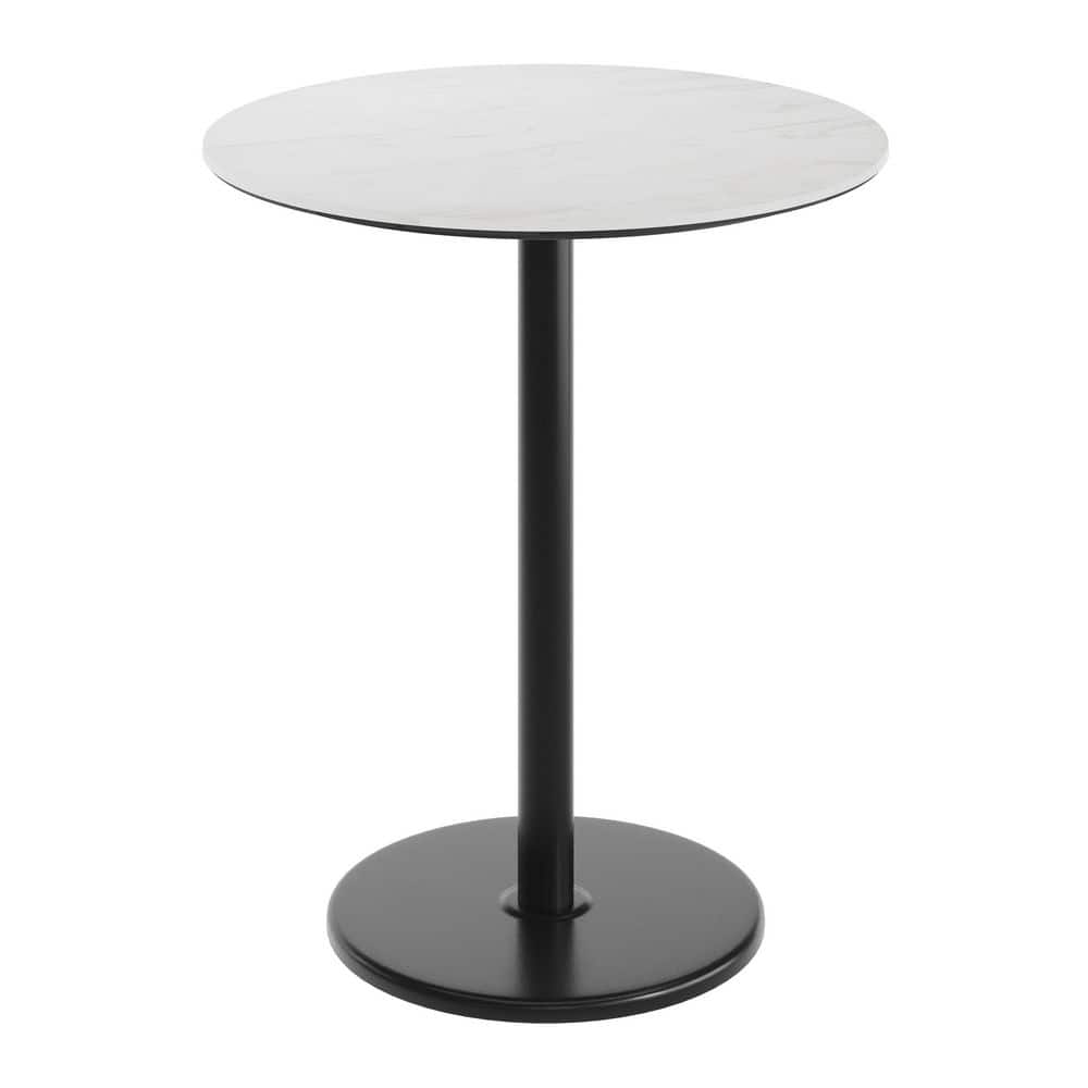 Carnegy Avenue Acadia 42 in. H White Faux Marble/Black Base Round ...