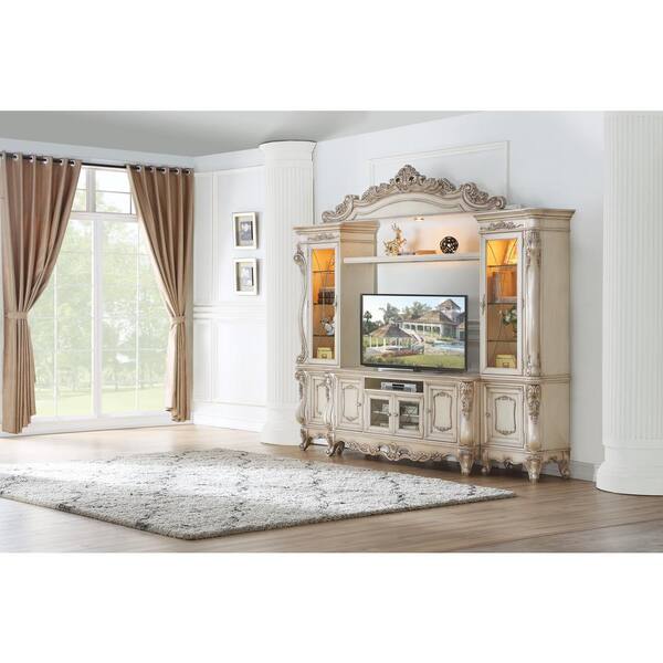 Acme Furniture Gorsedd Golden Ivory Finish Entertainment Center 91440 ...