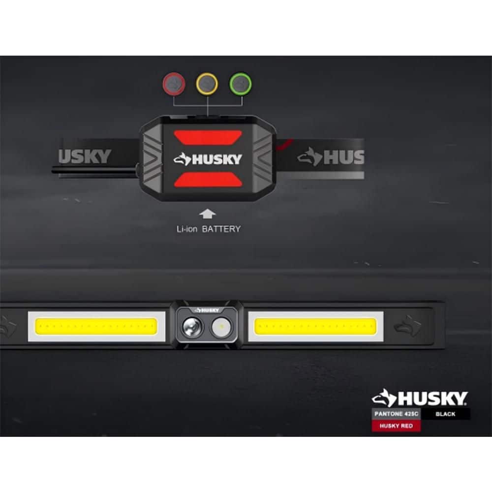 Husky 450 Lumen Dual Power Slim Band Headlamp 00481 - The Home Depot