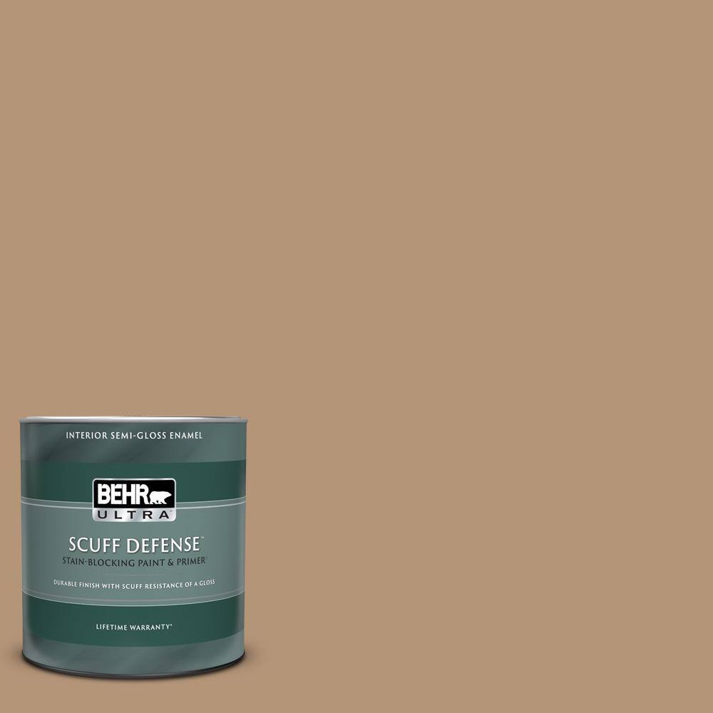 BEHR ULTRA 1 qt. #280E-3 Toasted Wheat Extra Durable Semi-Gloss Enamel ...