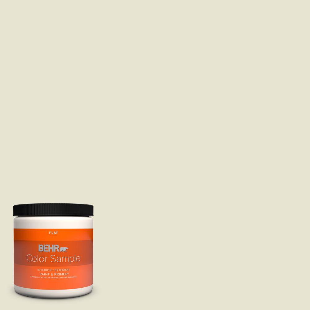 BEHR PREMIUM PLUS 8 oz. #73 Off White Flat Interior/Exterior Paint ...