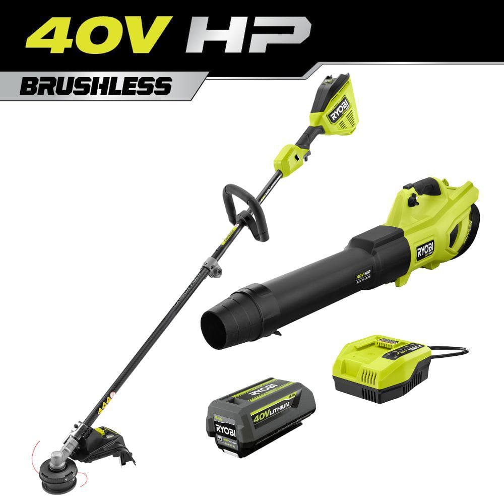RYOBI 40V HP Brushless 650 CFM 160 MPH Cordless Leaf Blower and Carbon ...