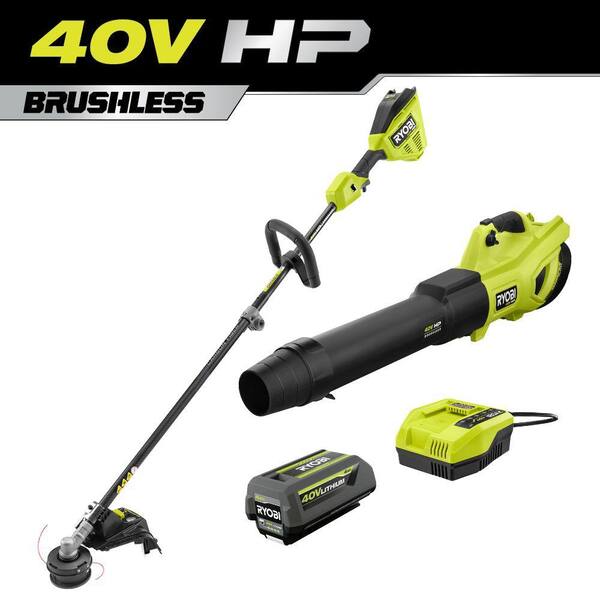Have a question about RYOBI 40V HP Brushless 650 CFM 160 MPH Cordless Leaf Blower and Carbon Fiber String Trimmer with 4Ah Battery and Charger Pg 0 The Home Depot