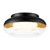 JAZAVA 12 in. 12-Watt Modern Black Integrated LED Flush Mount with ...