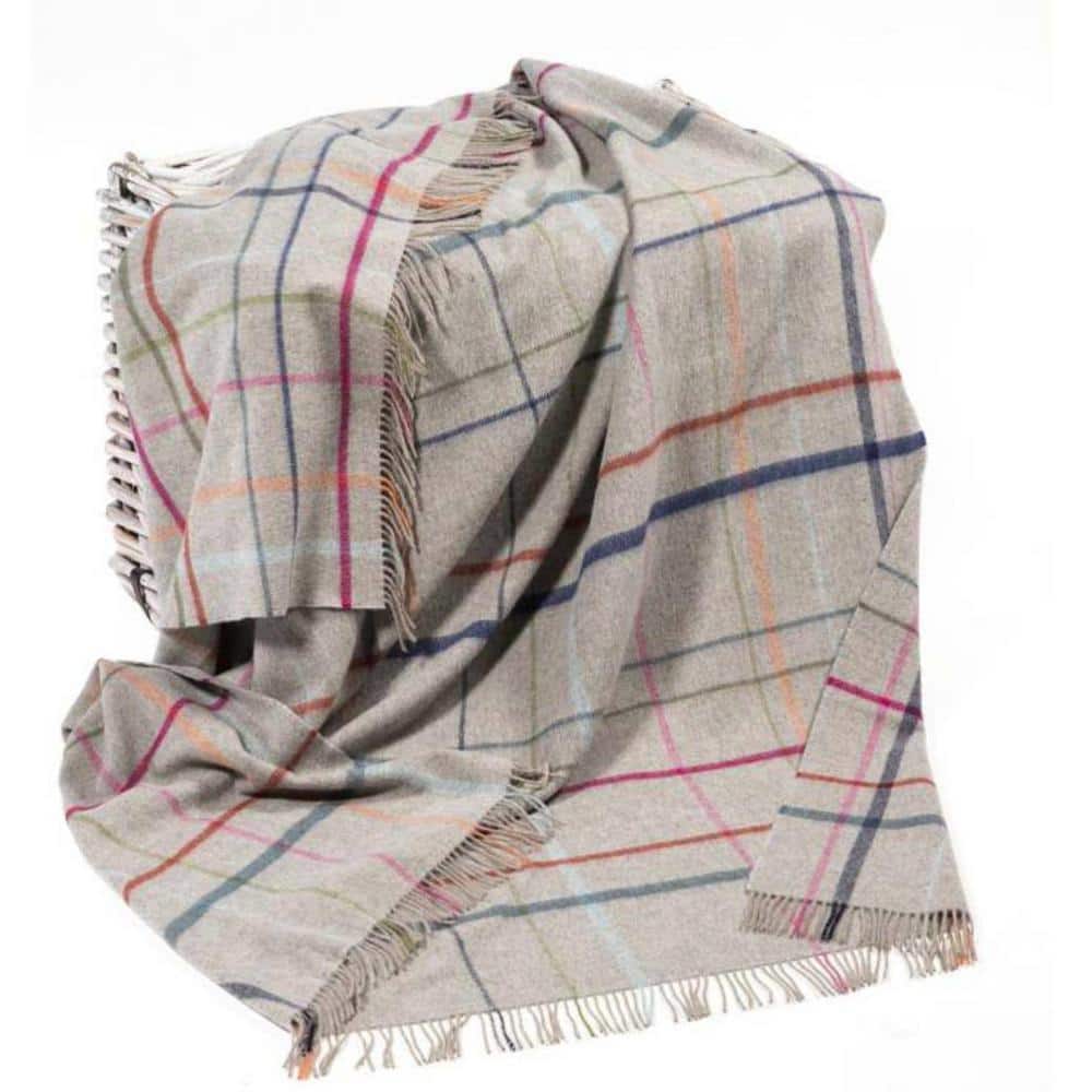 HomeRoots Charlie Gray and Blue Striped Wool Throw Blanket 2000490100 ...