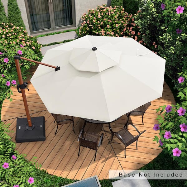 PURPLE LEAF 11 ft. Octagon All-aluminum 360° Rotation Wood pattern ...