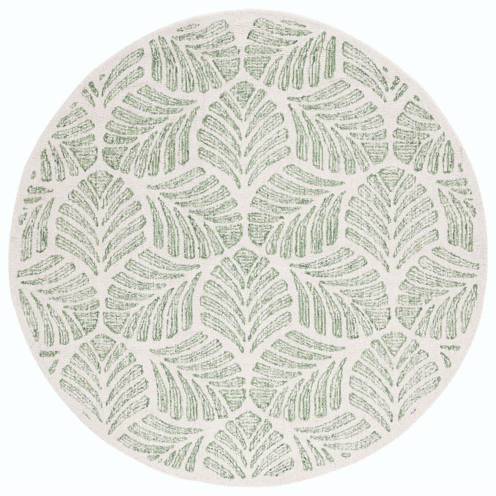 SAFAVIEH Martha Stewart Ivory/Green 6 ft. x 6 ft. Palm Leaf Gradient ...