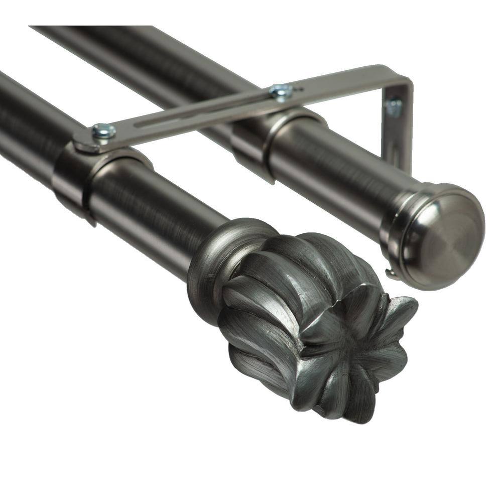 Art Decor 120 in. Non-Adjustable 1-1/8 in. Double Window Curtain Rod ...