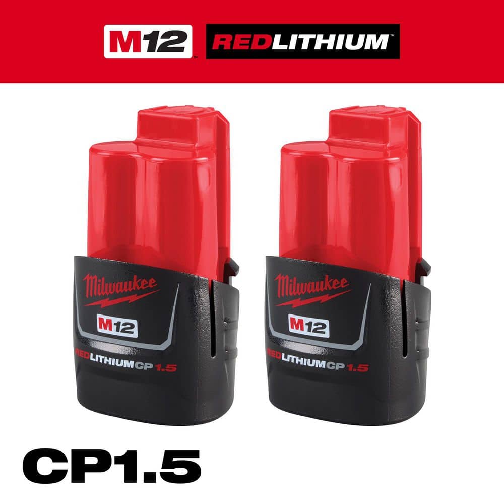 Milwaukee M12 12-Volt 1.5 Ah Lithium-Ion Compact Battery Pack (2-Pack) 48-11-2411 - The Home Depot