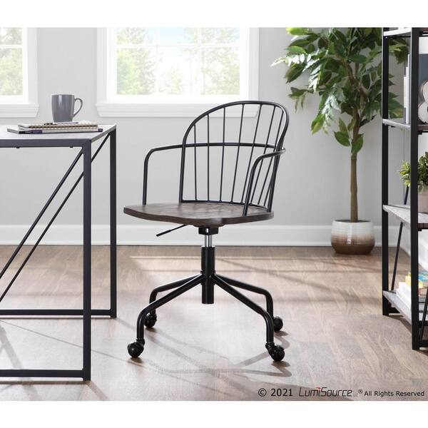 Buy Riley Adjustable Dark Walnut Wood and Black Metal Office Chair with ...