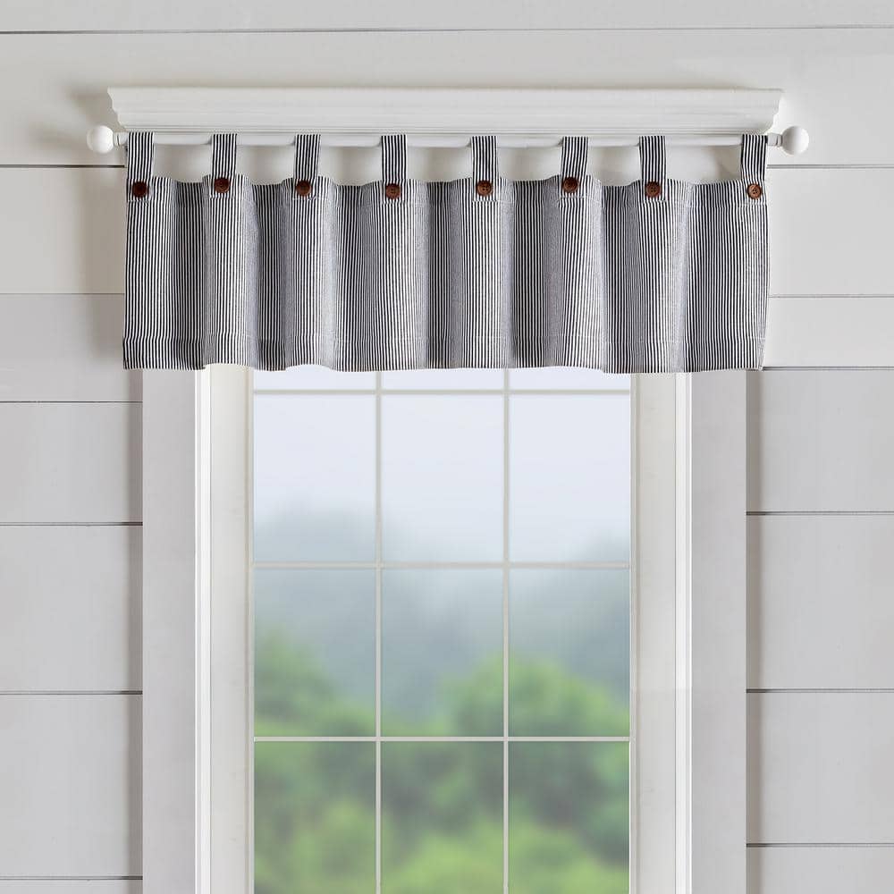Elrene Tucker Ticking Stripe 60 in. x 15 in. Black Cotton Light ...