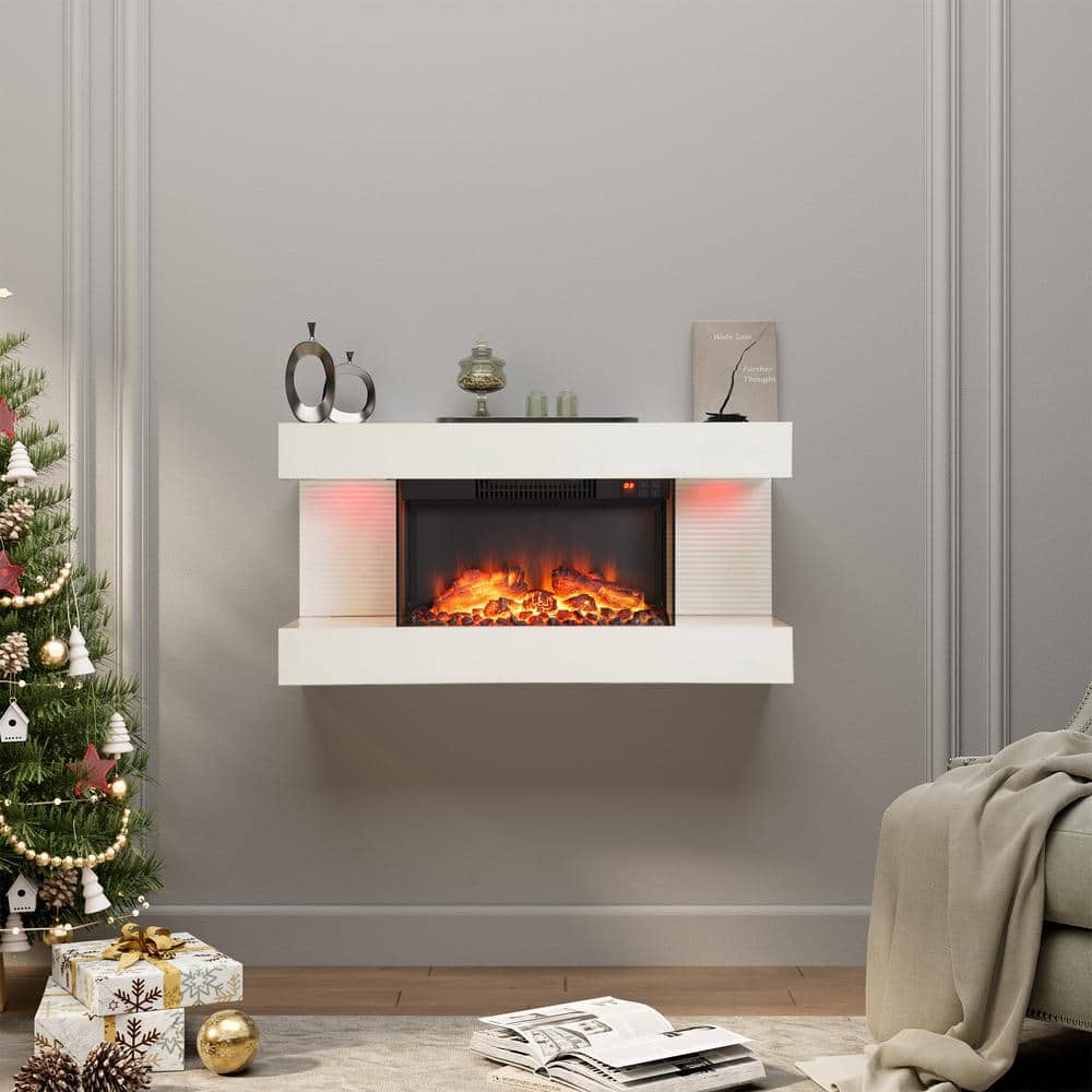 Boyel Living 32 in. Wall Mounted Hanging Electric Fireplace with Remote ...