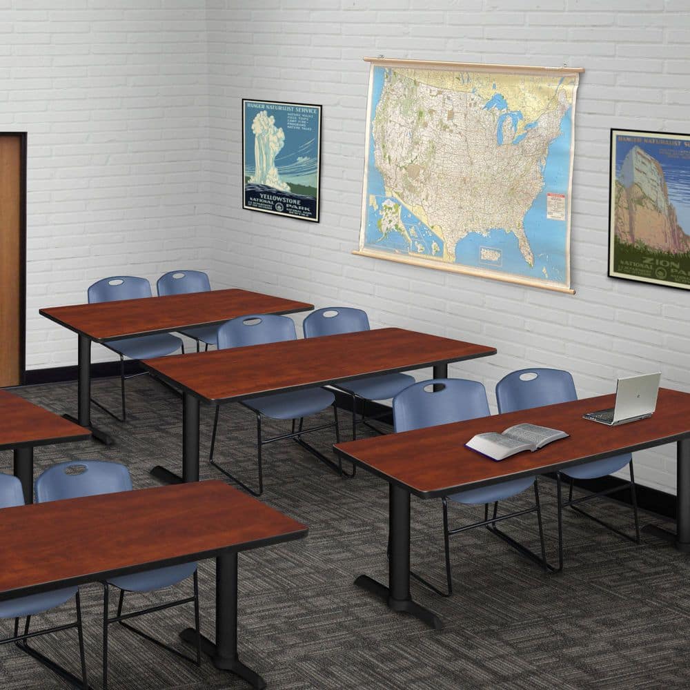 Regency Cain 66 in x 24 in. Cherry T-Base Training Seminar Table Desk ...